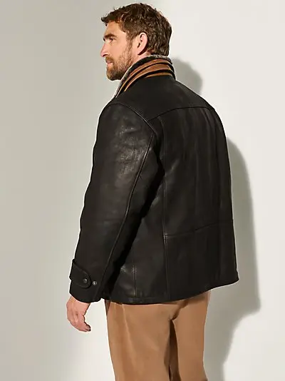 Overland Jack Frost Shearling Lined Leather Coat - Black