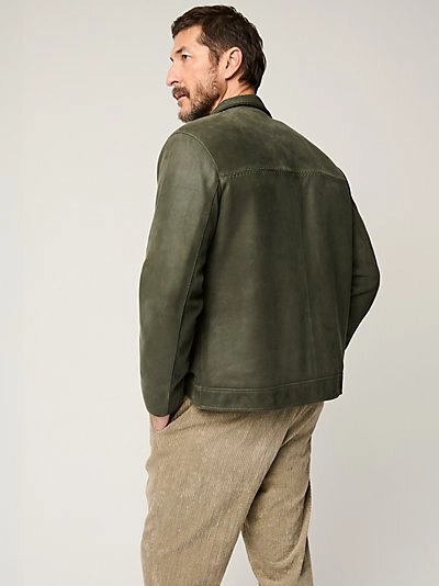 Overland Marcus Lambskin Leather Zip-front Jacket - Military Green
