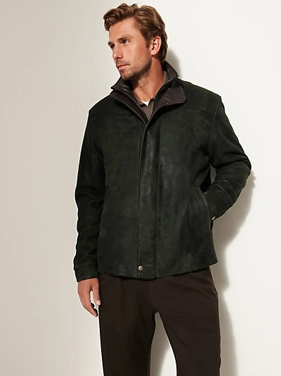 Overland Carter Distressed Leather Jacket - Moss/rustc