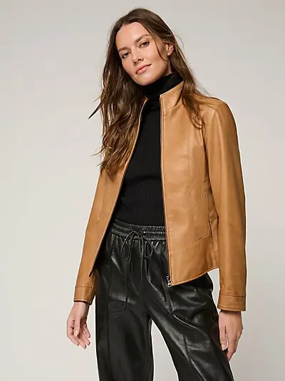 Overland Melissa Lambskin Leather Jacket - Sand/rustic