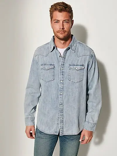Overland Travis Cotton Denim Shirt - Chambray