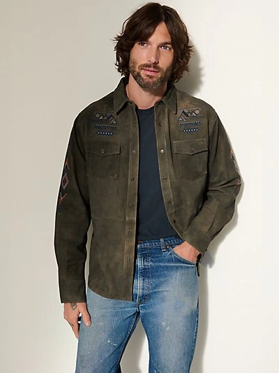 Overland Bison Peak Suede Leather Shirt Jacket - Elk