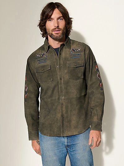 Overland Bison Peak Suede Leather Shirt Jacket - Elk