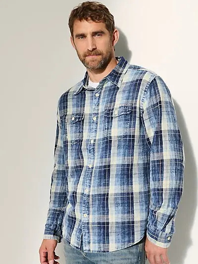 Overland Independence Cotton Plaid Shirt - Indigo