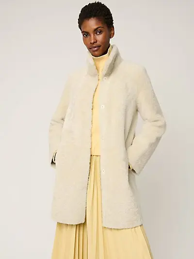 Overland Reversible Curly Sheepskin Coat - Cream