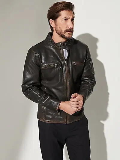 Overland Retro Leather Moto Jacket