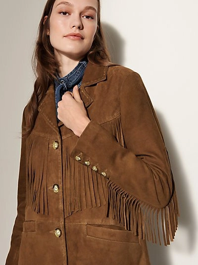 Overland Ashley Suede Leather Blazer With Fringe Detail