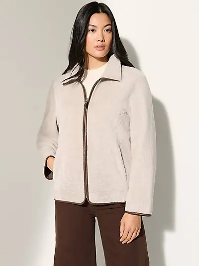 Overland Paige Reversible Sheepskin Coat - Cream/cocoa