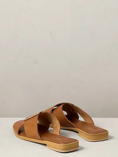 Overland Evie Leather Slide Sandals - Chestnut