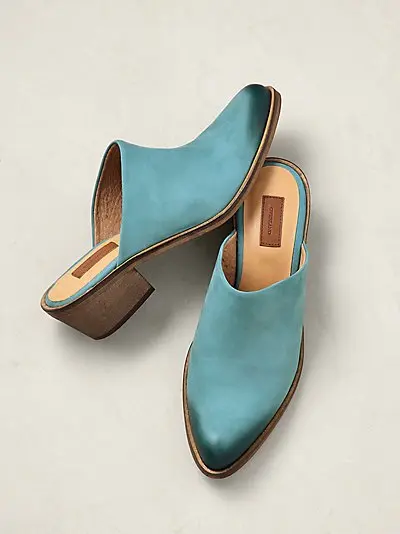 Overland S Cove Leather Mules - Ocean