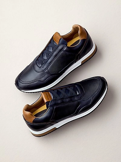 Overland Zay Leather Sneakers - Navy