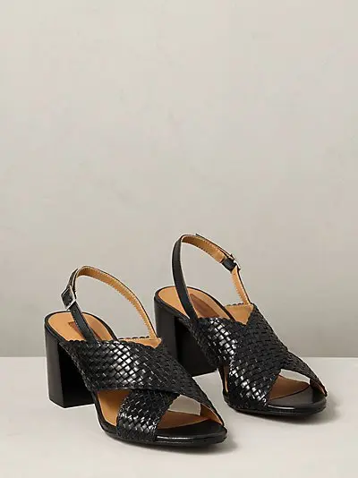 Overland Coral Leather Slingback Sandals - Black