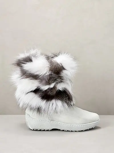 Overland S Volpe Fur Boots - White/black Tipping