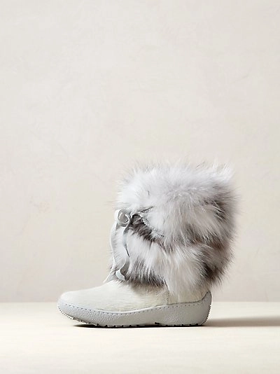 Overland S Volpe Fur Boots - White/black Tipping