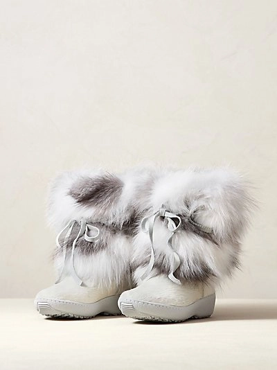 Overland S Volpe Fur Boots - White/black Tipping