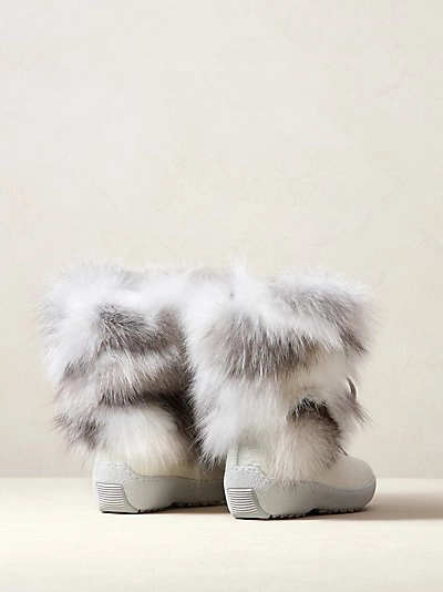 Overland S Volpe Fur Boots - White/black Tipping