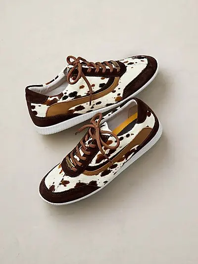 Overland Kenslie Cowhide And Leather Sneakers - Caramel/choc/tricolor