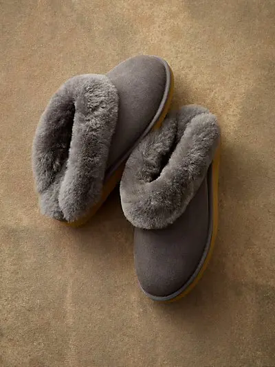 Overland Alyssa Sheepskin Scuff Slippers With Arch Support - Grey