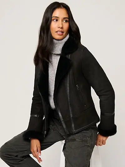 Overland Mila Sheepskin Moto Jacket