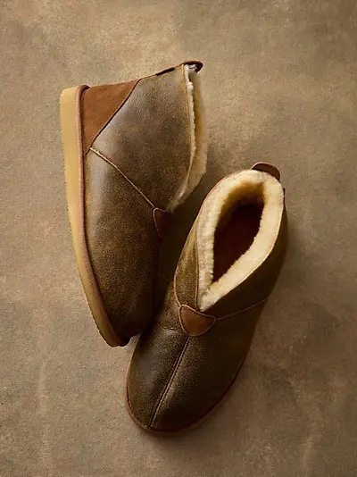 Overland Gunner Sheepskin Slippers With Arch Support - Chestnut Napa Tip