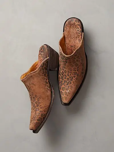 Overland S Marie Leather Mules - Leopard Ocre