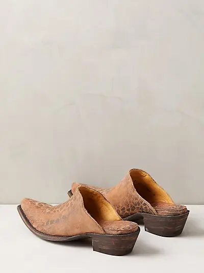 Overland S Marie Leather Mules - Leopard Ocre