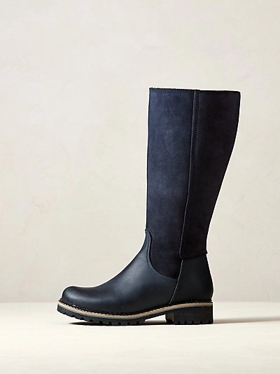 BOS & CO S Hudson Shearling-lined Water-resistant Leather Boots - Navy