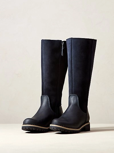 BOS & CO S Hudson Shearling-lined Water-resistant Leather Boots - Navy