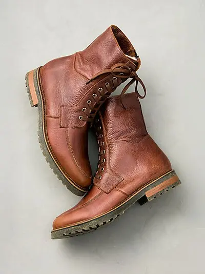 Overland S. Hubert Wool-lined Leather Lace-up Boots - Elk Brown
