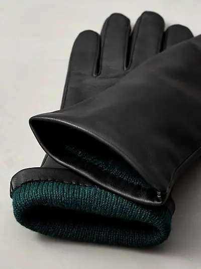 Overland Amaryllis Cashmere-lined Hair Sheep Leather Gloves - Black/pine