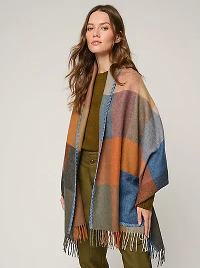 Overland Charlotte Alpaca Wool Shawl Scarf - Blue Multi