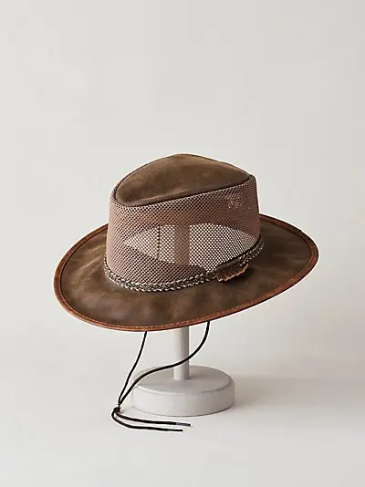 Overland Shoreline Crushable Leather & Mesh Western Hat - Copper