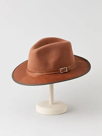 Overland Pinnacle Wool Felt Safari Hat With Leather Brim And Trim - Saddle