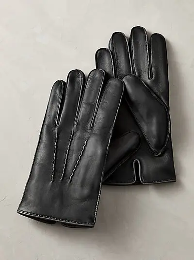 Overland Hickory Cashmere-lined Hairsheep Leather Gloves - Black/grey