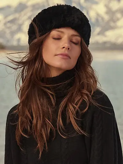 Overland Rex Rabbit Fur Convertible Headband And Scarf - Black