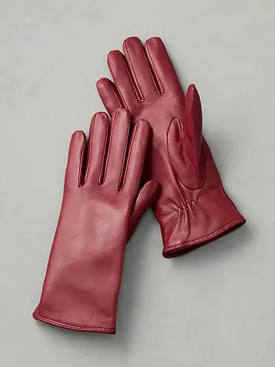 Overland Rosewood Cashmere-lined Leather Gloves - Red