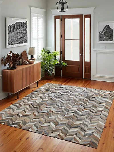 Overland 8' X 10' Leaves Cowhide Area Rug - Ashen