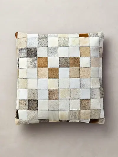 Overland 18" X 18" Venetian Cowhide Pillow - Mink