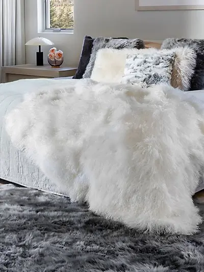 Overland Polar Dreams Tibetan Lamb Blanket - Ivory