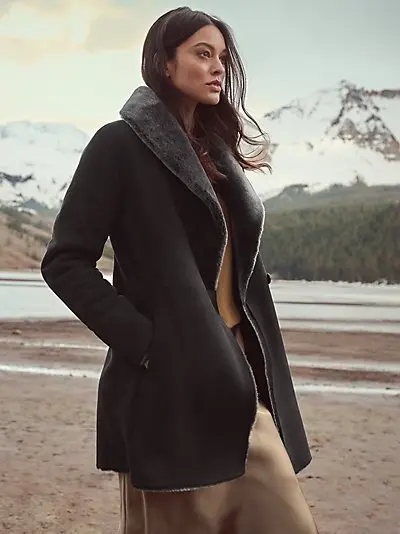 Overland Nicole Sheepskin Coat - Black Briesa