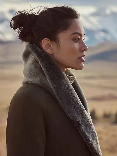 Overland Nicole Sheepskin Coat - Khaki Briesa