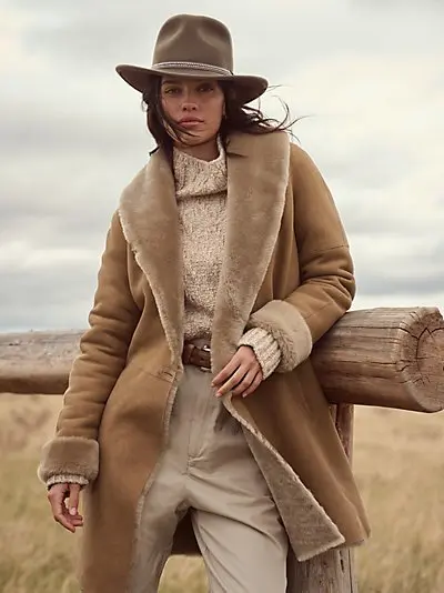 Overland Nicole Sheepskin Coat - Sand