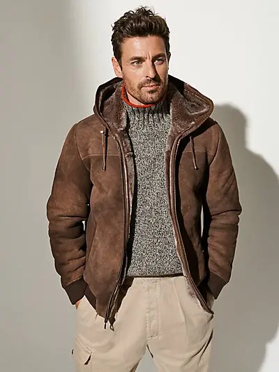 Overland Luke Hooded Sheepskin Jacket - Rust Briesa