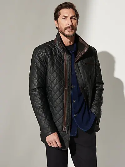 Overland Christian Quilted Leather Coat - Black/brown
