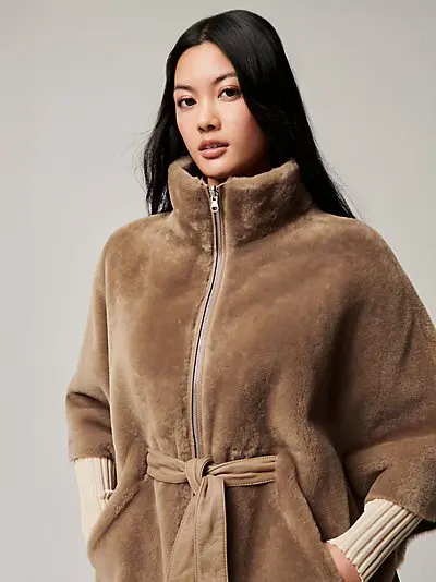 Overland Jasmine Reversible Shearling Cape - Carmello