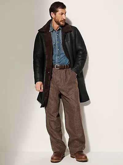 Overland High Country Shearling Sheepskin Coat - Black/brown