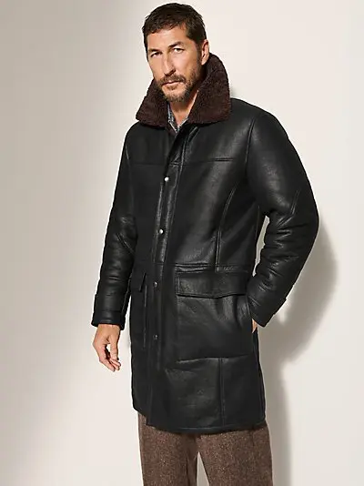 Overland High Country Shearling Sheepskin Coat - Black/brown
