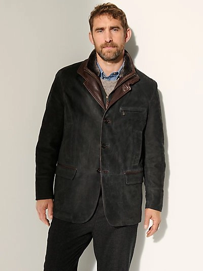 Overland Carlsbad Verona Calf Leather Blazer With Removable Bib - Black