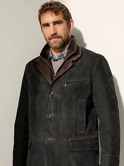 Overland Carlsbad Verona Calf Leather Blazer With Removable Bib - Black