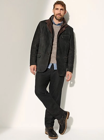 Overland Carlsbad Verona Calf Leather Blazer With Removable Bib - Black